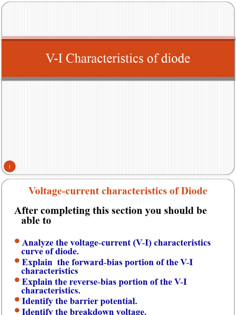 1C V-I Characteristics of Diode | PDF | P–N Junction | Diode