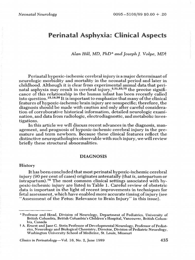 7 - Hill1 - 1989 - Perinatal Asphyxia Clinical Aspects | PDF | Prenatal Development | Fetus