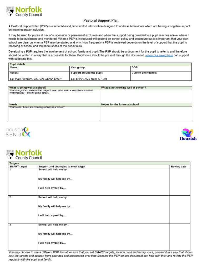 Pastoral Support Plan Template | PDF | Career & Growth | Self-Improvement