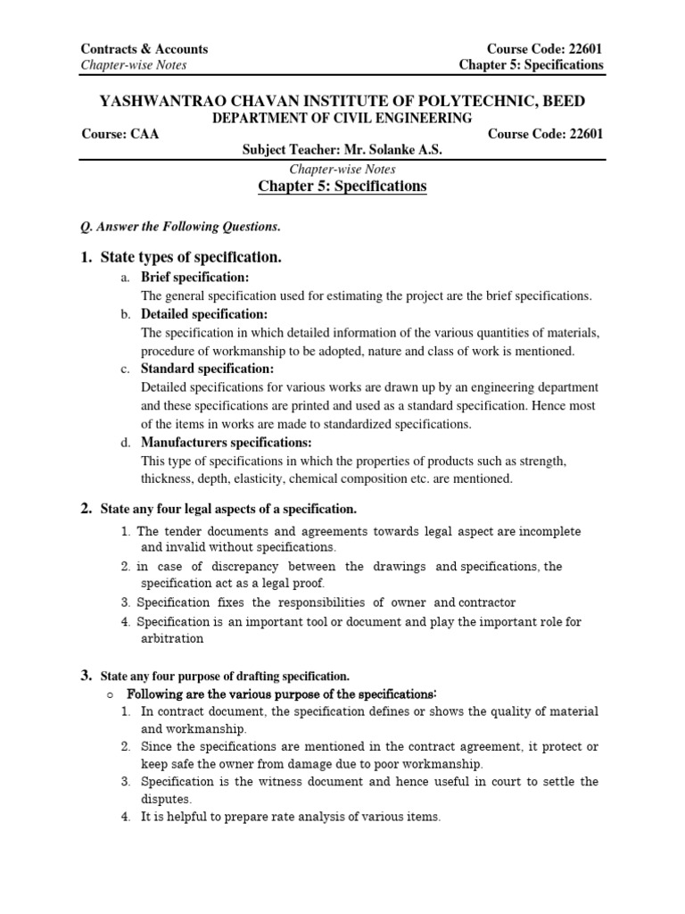 Specifications | PDF | Concrete | Specification (Technical Standard)