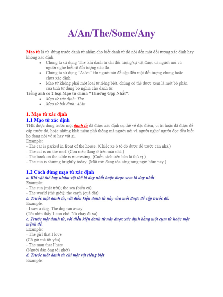 A An The Any Some | PDF