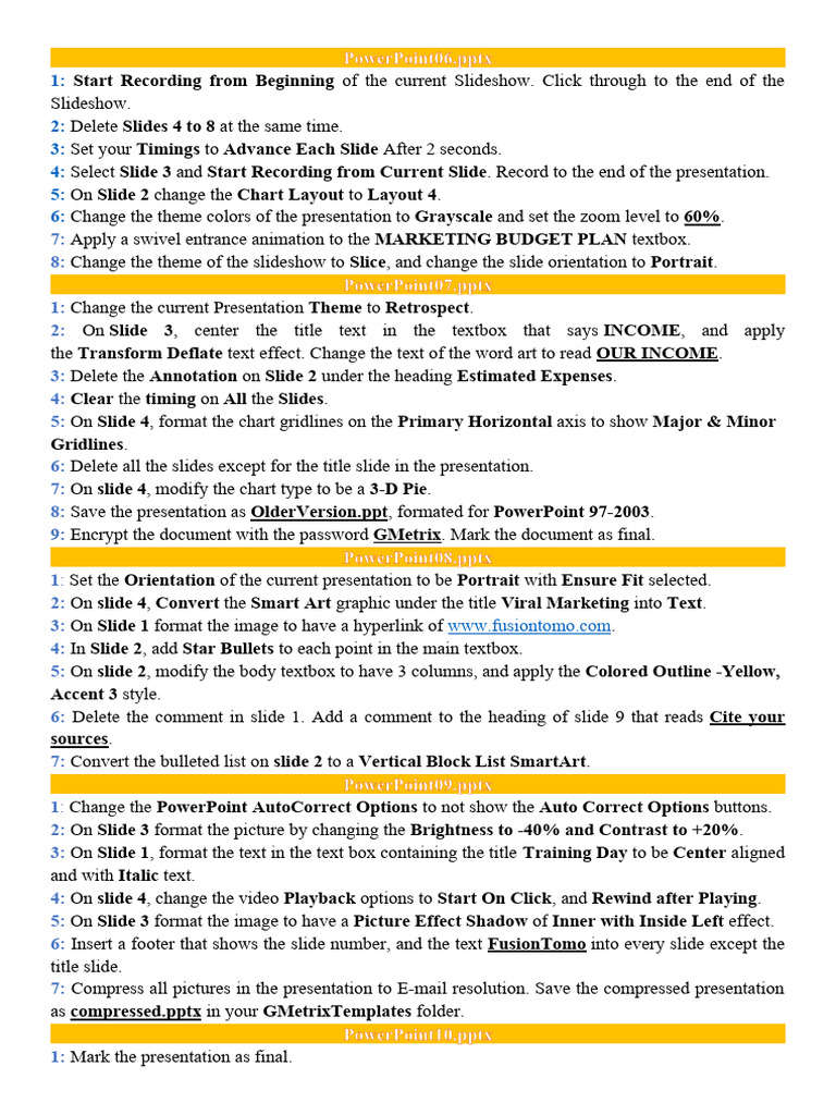 PowerPoint Editing Instructions | PDF | Microsoft Power Point | Chart