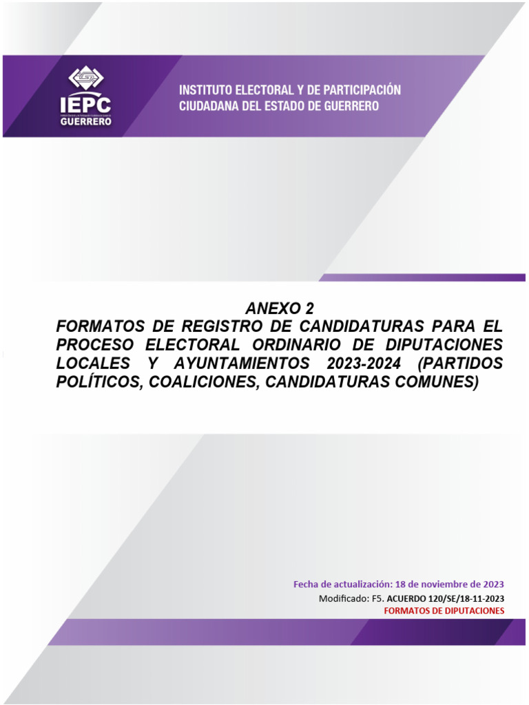 Anexo 2 formatos para registro de candidaturas_diputaciones (1) | PDF | México | Constitución