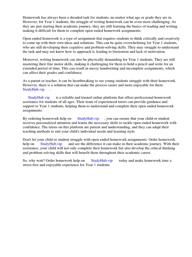 Open Ended Homework Year 1 | PDF | Safari (Web Browser) | Homework