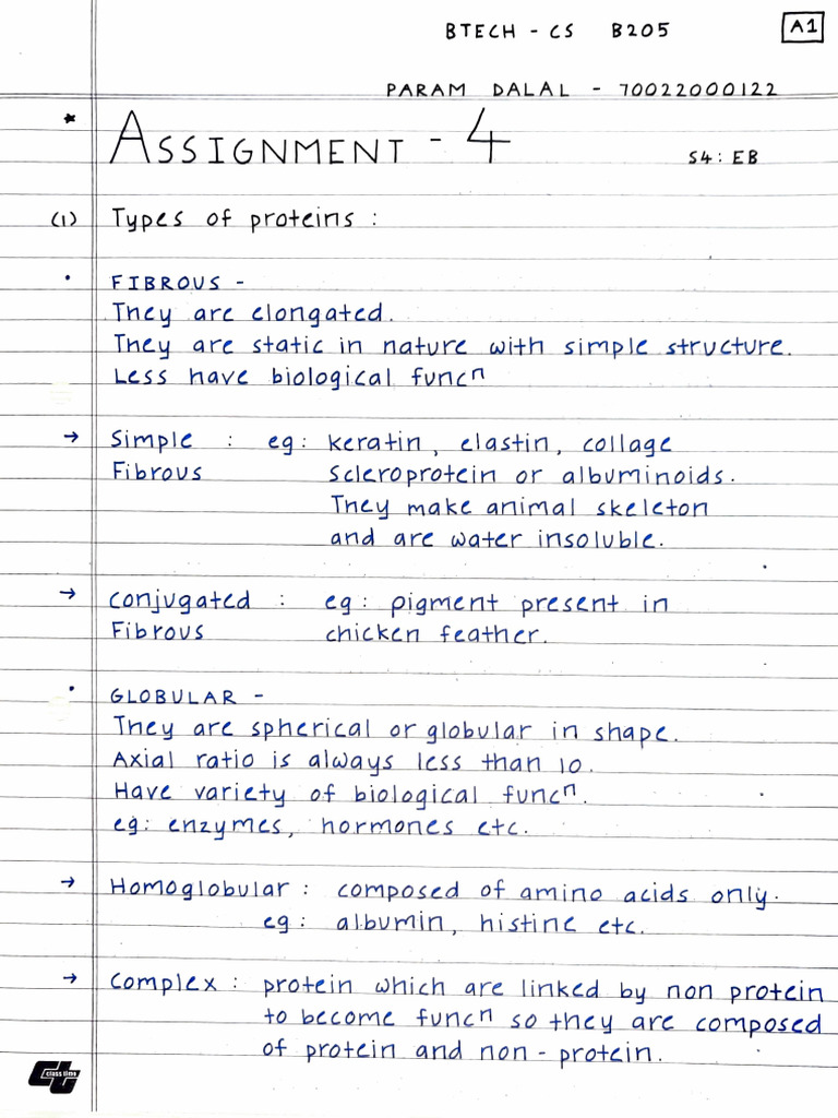 B205 Param Dalal Eob Asmt 4 | PDF | Proteins | Life Sciences