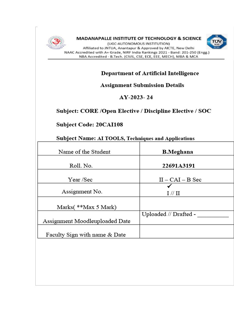 AITT Assignment-1 | PDF
