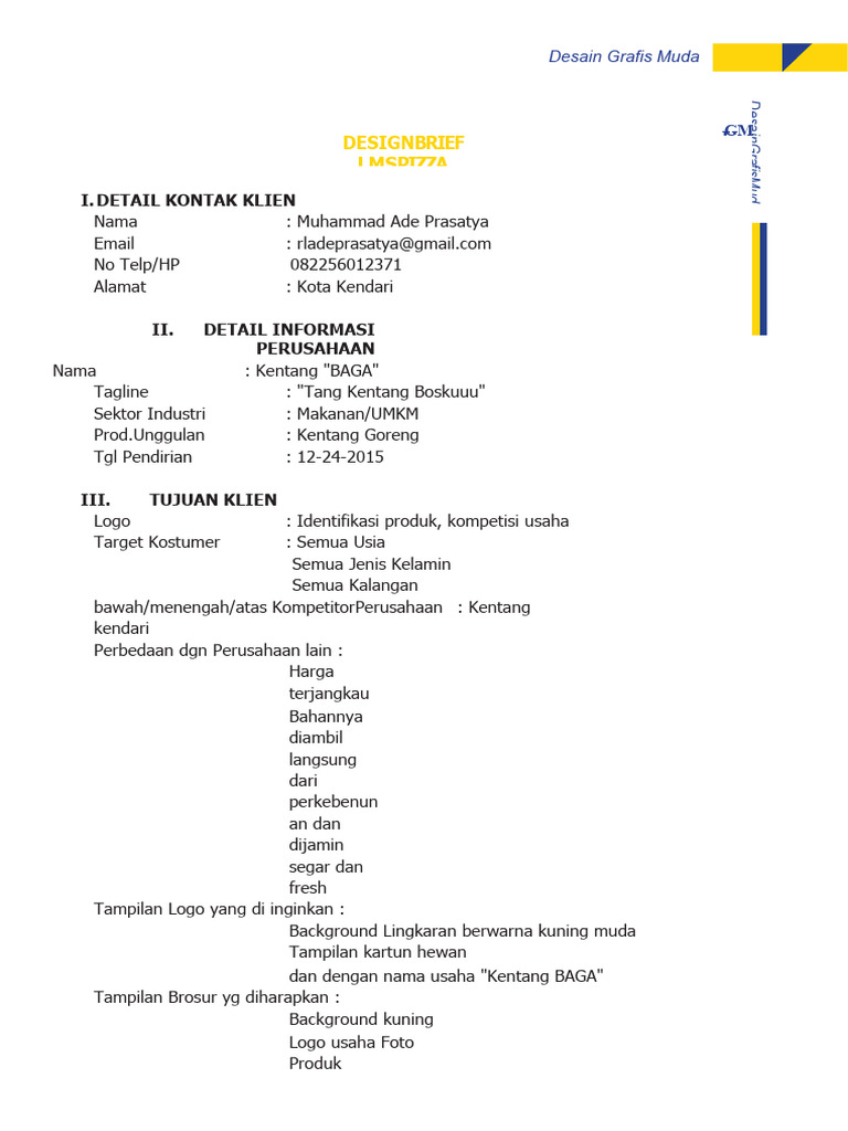 Contoh Design Brief | PDF