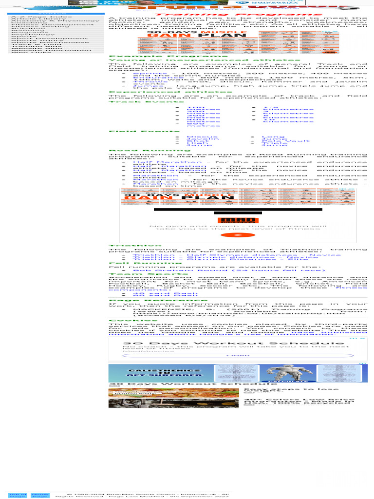 Training Programs | PDF | Track And Field | Sports