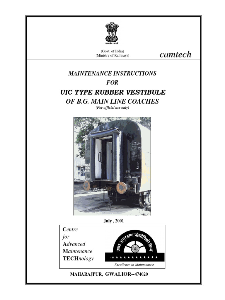 Maintenance Instructions for UIC type RUBBER VESTIBULE of BG main Line Coaches(2) | PDF | Sheet ...