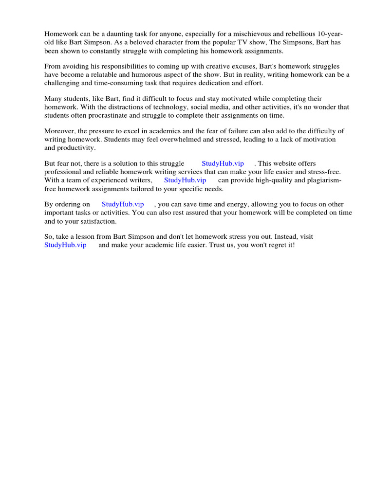 Simpsons Bart Homework | Download Free PDF | Bart Simpson | Homework