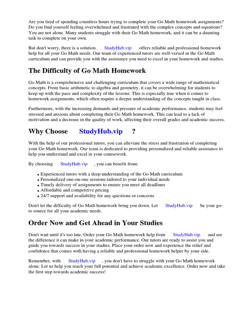 Think Central Go Math Homework | PDF | Mathematics | Homework