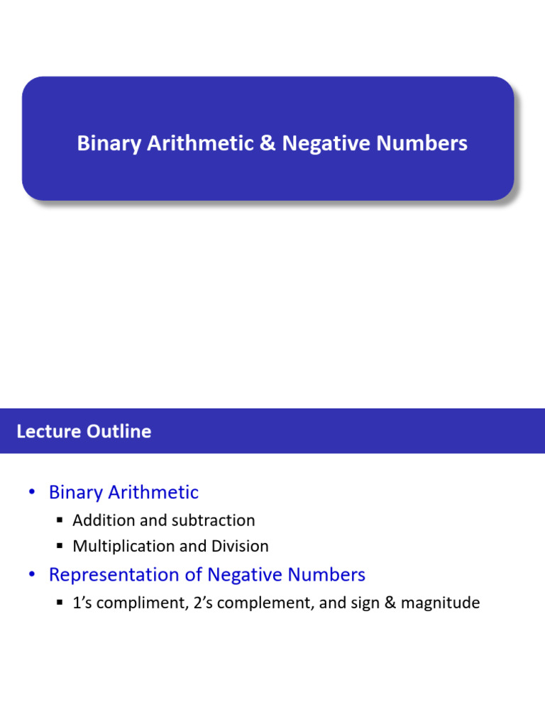 Lecture 3 Binary Arithmetic Pdf Elementary Mathematics Mathematical Notation 