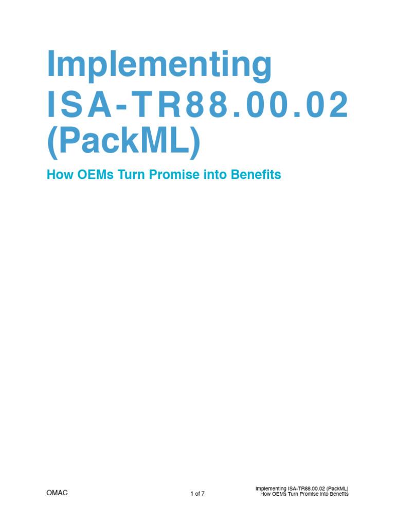 White Paper Implementing Isa tr880002 Packml | PDF | Computing ...
