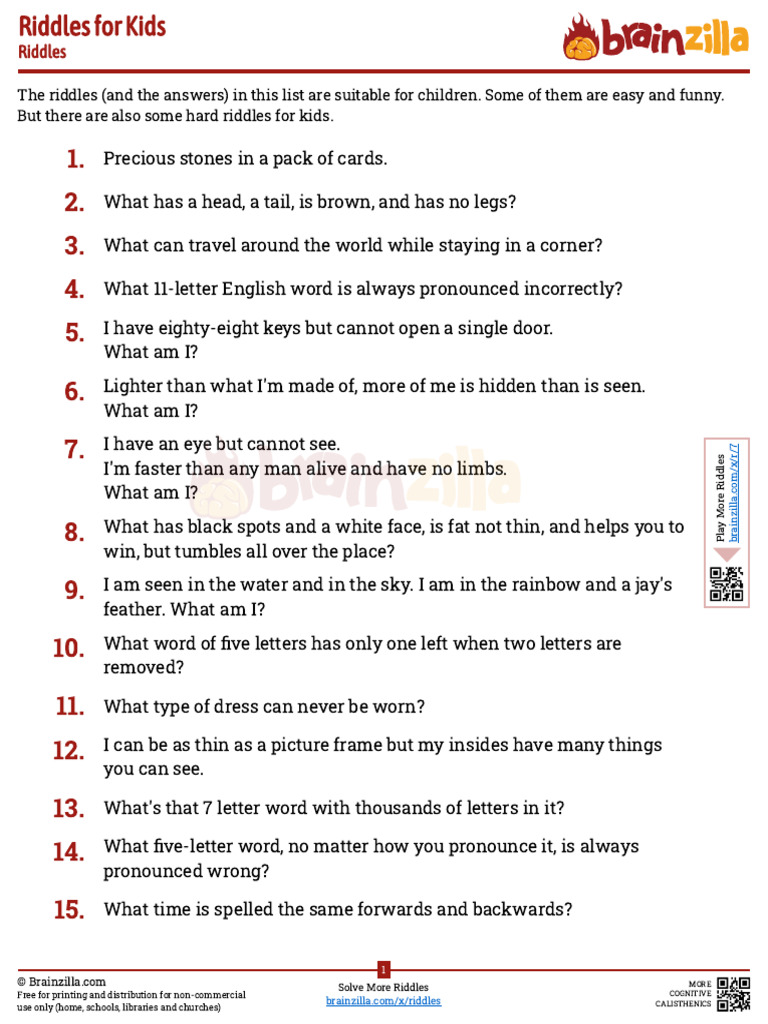 Riddles For Kids | PDF