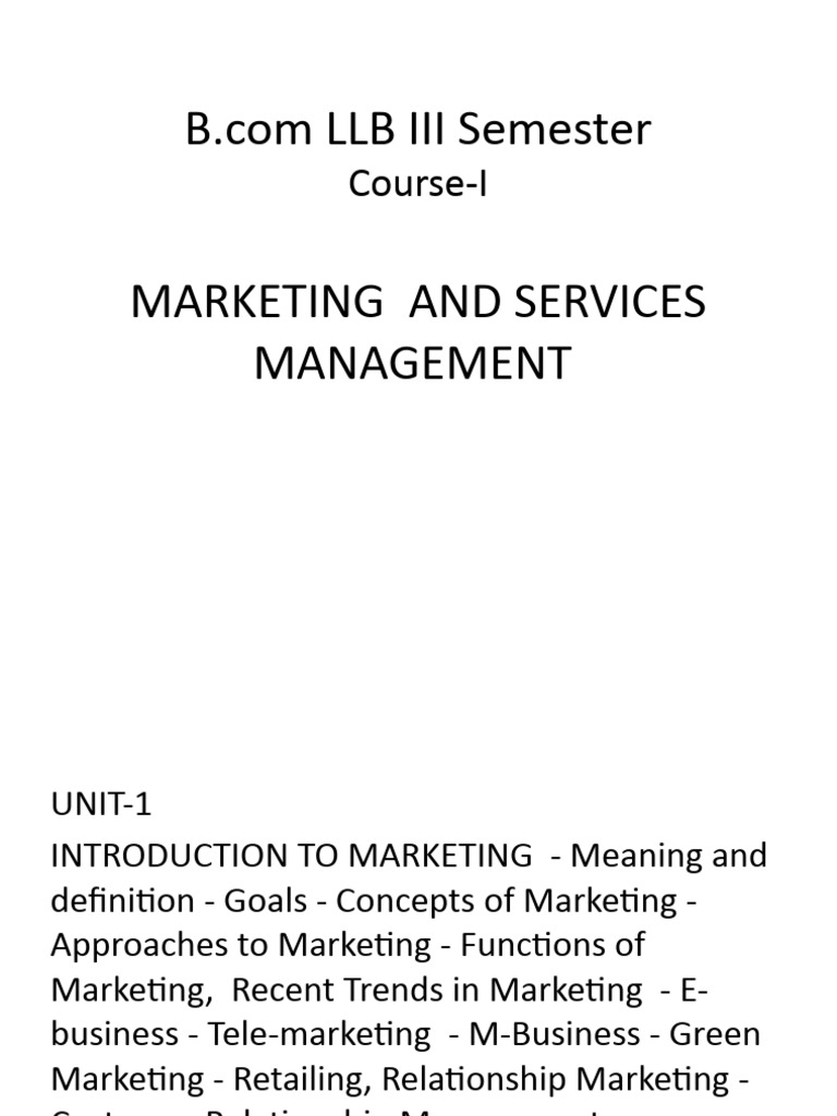 MSM B.com LLB Unit 1 & Market Segmentation | PDF | Marketing | Retail
