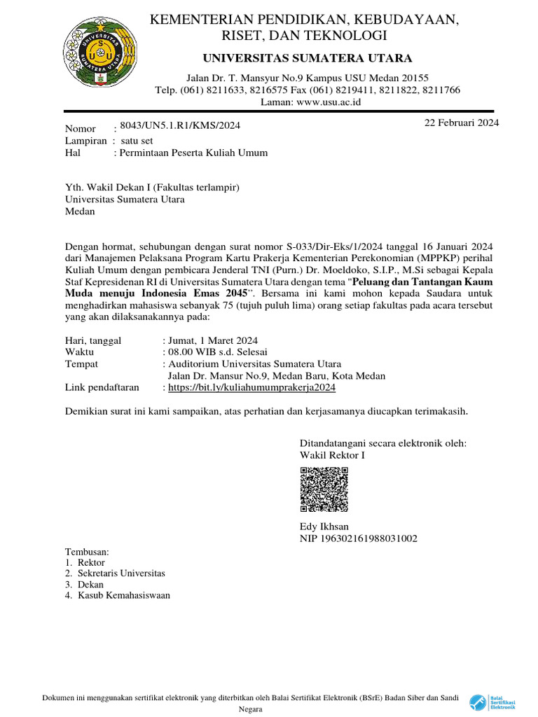 Undangan Kuliah Umum - Jend Moeldoko | PDF