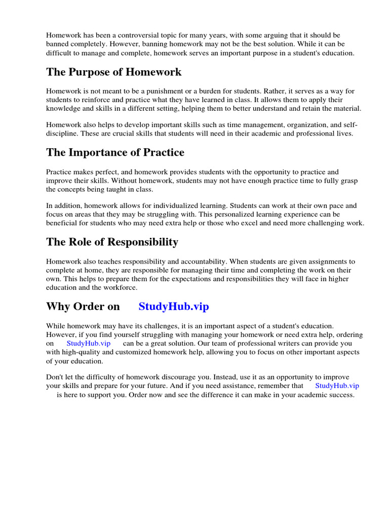 Why We Shouldnt Ban Homework | PDF | Homework | Learning