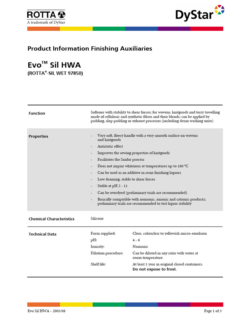 Evo Sil HWA | PDF | Chemical Substances | Materials