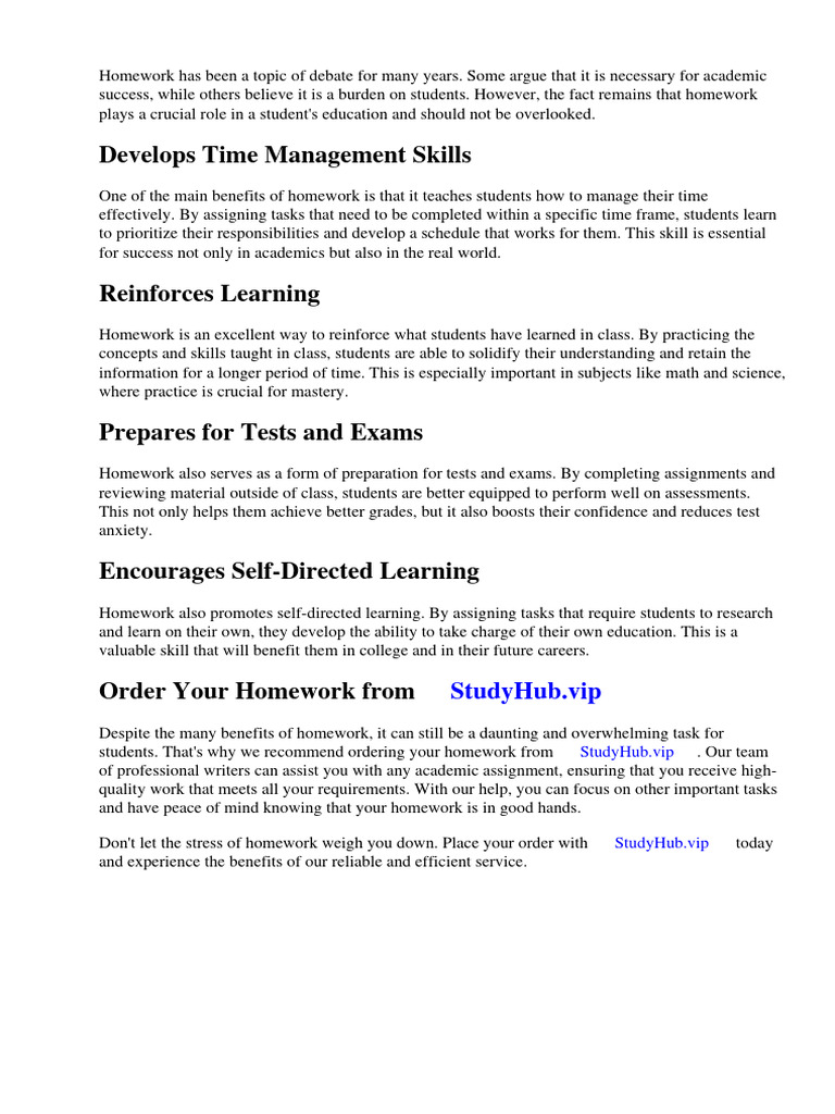Homework Importance Essay | PDF | Homework | Learning