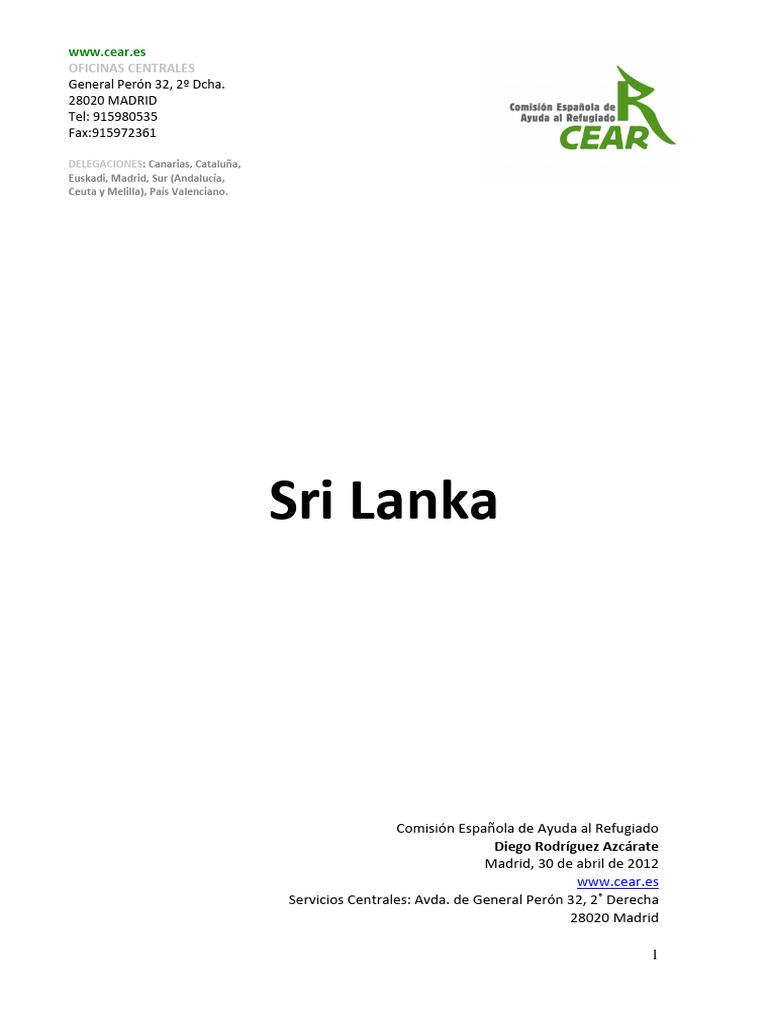 SRI LANKA. 2012. Informe General | PDF | Sri Lanka