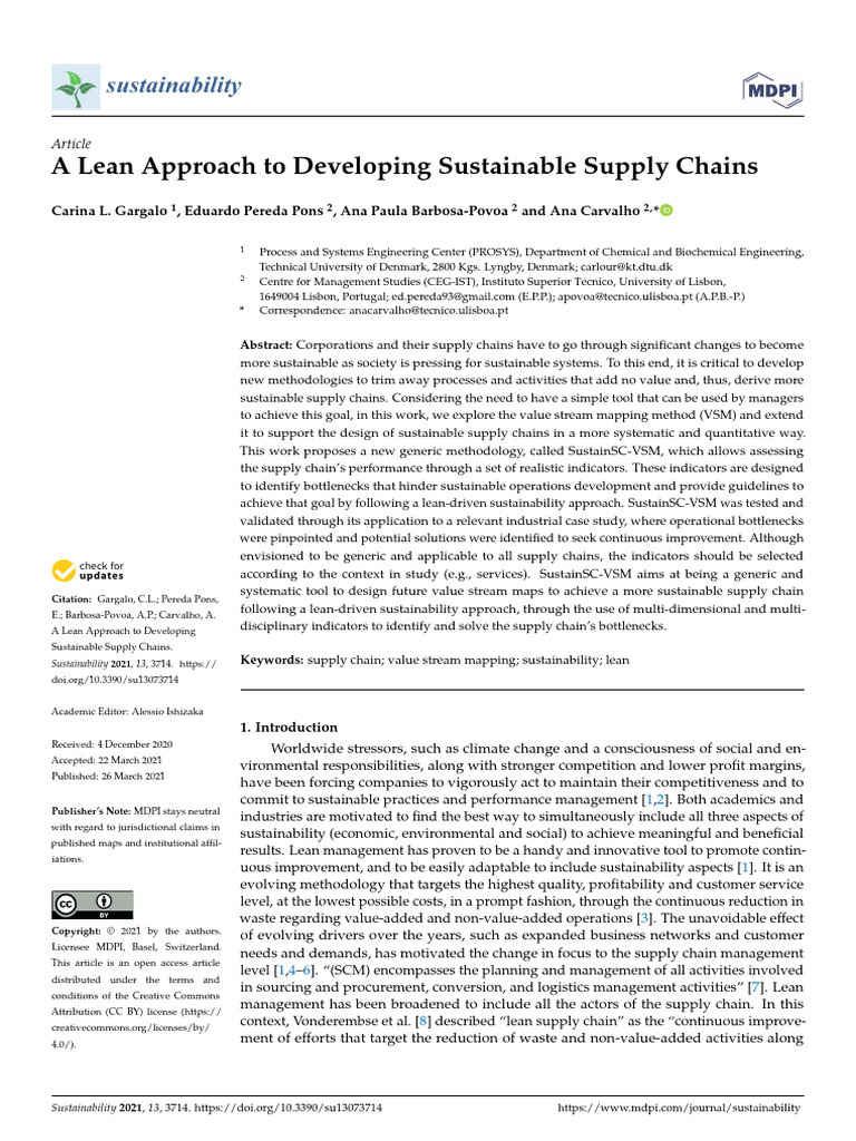A Lean Approach to Developing Sustainable Supply Chains | PDF | Lean Manufacturing | Sustainability