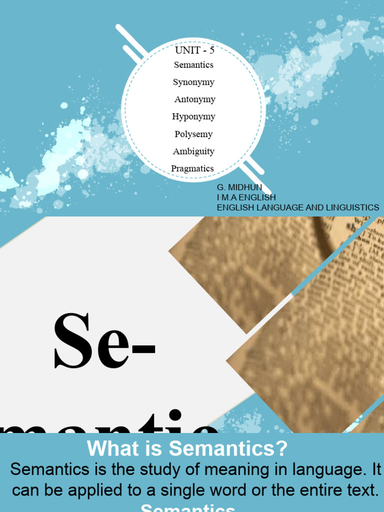 Semantics | PDF | Semantics | English Language