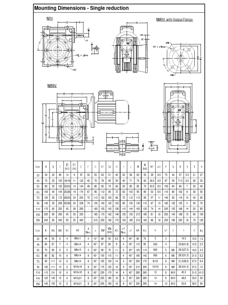 NMRV Aluminium Worm Technical Brochure | PDF