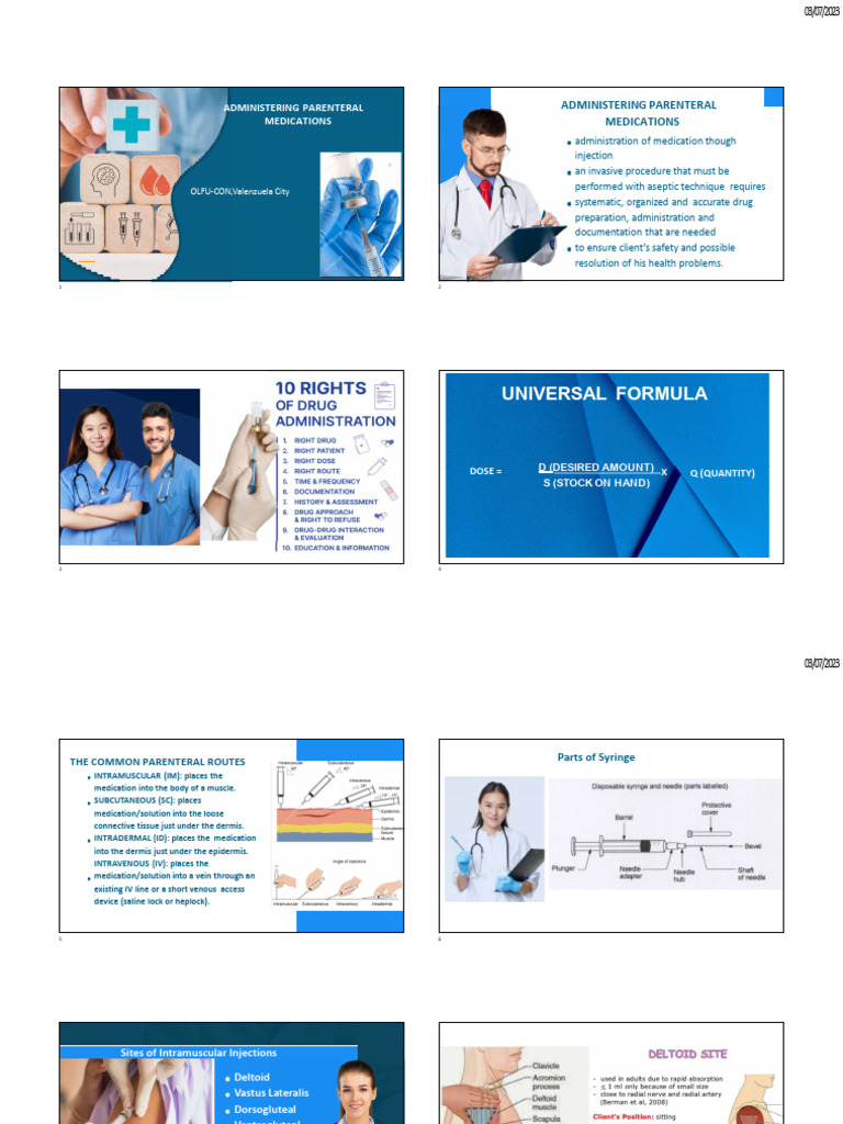 Parenteral Medications Handout | PDF | Injection (Medicine) | Drugs