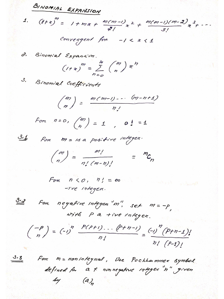 Binomial Expansions Formulas | PDF