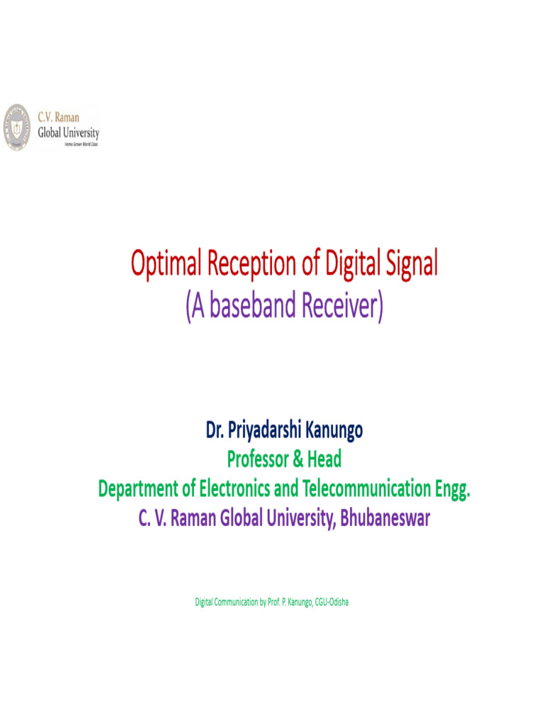 Optimal Reception of Digital Signal - A Baseband Receiver | Download Free PDF | Digital Signal ...