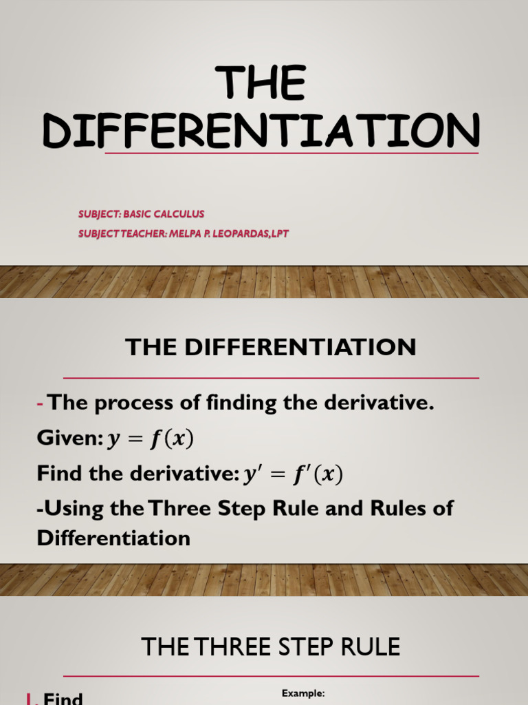 Three-Step Rule in Differentiation | PDF | Derivative | Mathematical ...