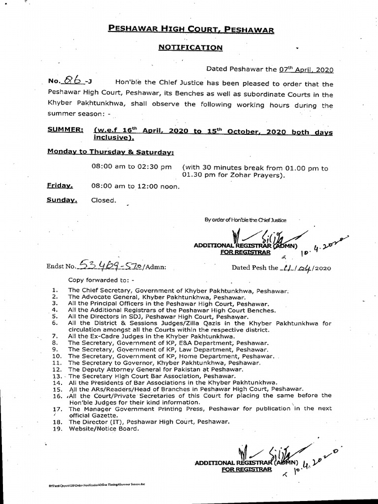 Office Timings Notification - 110420 | PDF