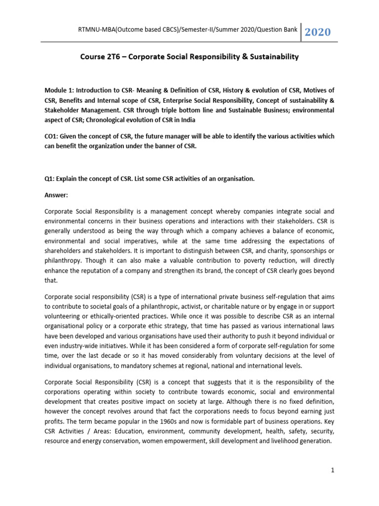 Corporate Social Responsibility | PDF | Corporate Social Responsibility ...