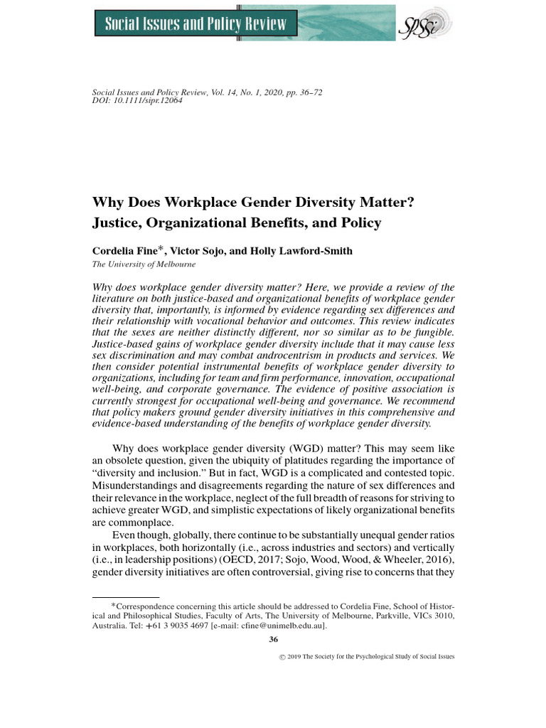 Why Does Workplace Gender Diversity Matter | PDF | Discrimination | Sexism