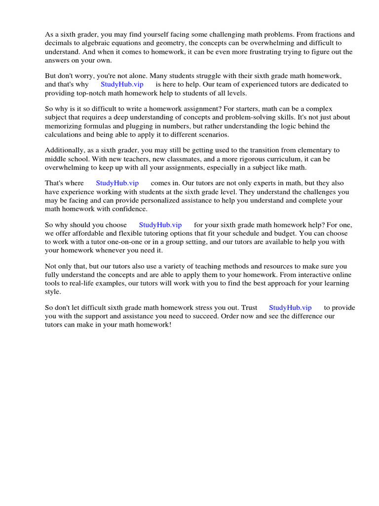 Sixth Grade Math Homework Help | PDF | Worksheet | Mathematics