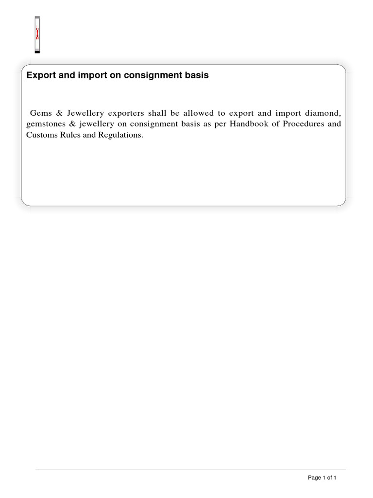 Consignment Export of Gems & Jewellery | PDF