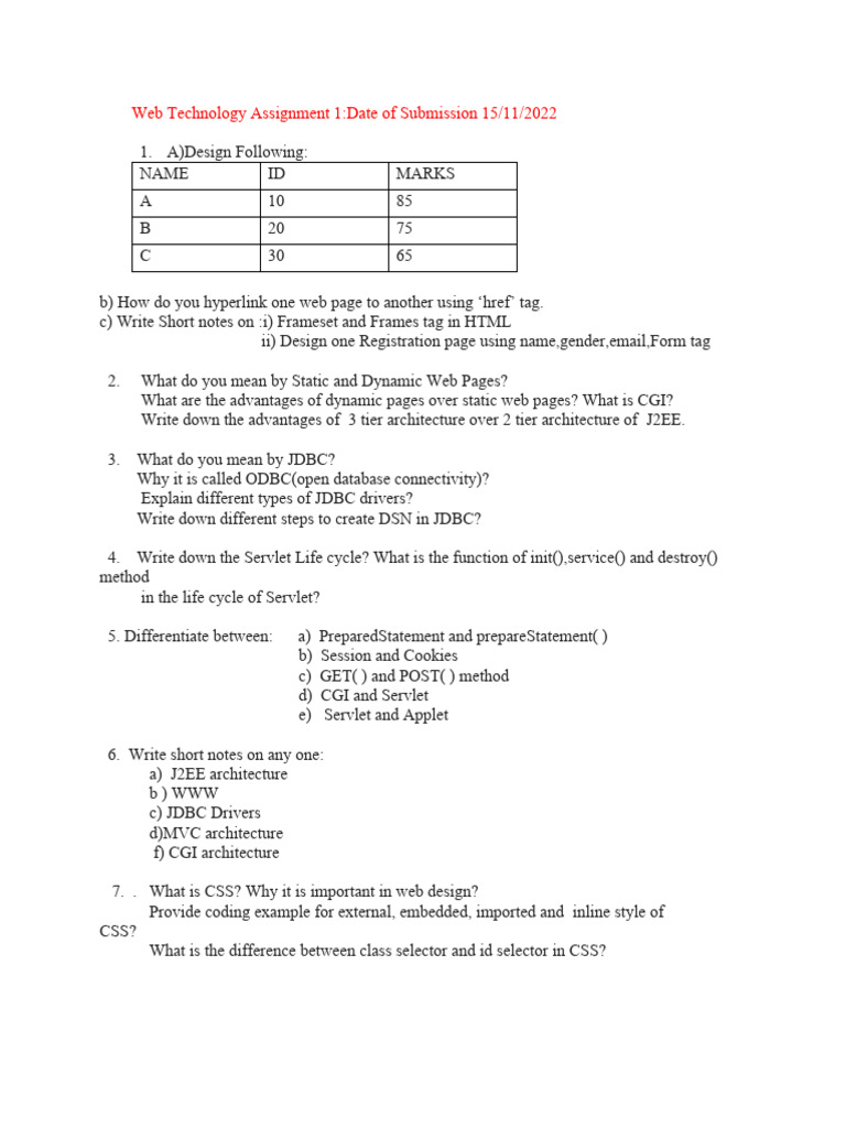 Web Technology Assignment 1 and 2 | PDF | World Wide Web | Internet & Web