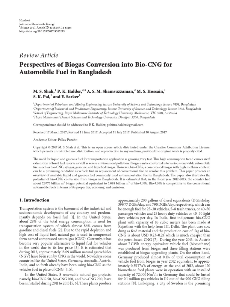 Perspectives of Biogas Conversion Into Bio-CNG For | PDF | Biogas ...