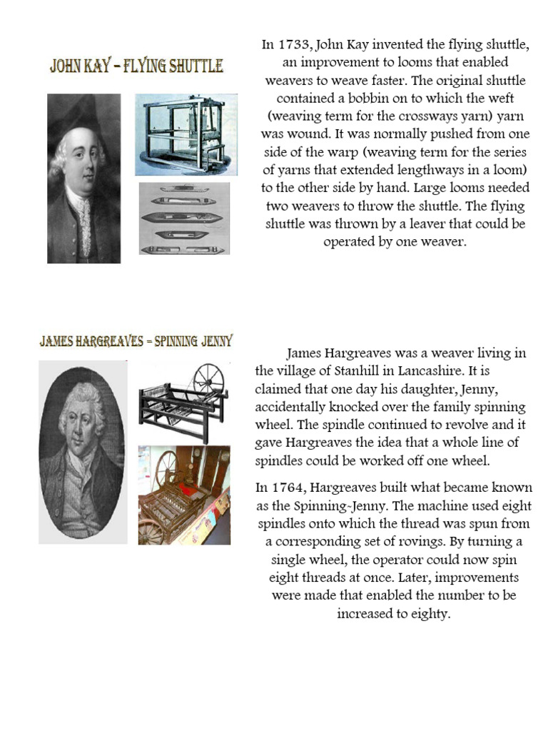 Industrial Revolution Inventions | PDF | Loom | Weaving