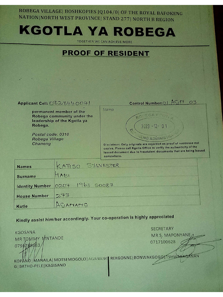 Proof of Recidence | PDF