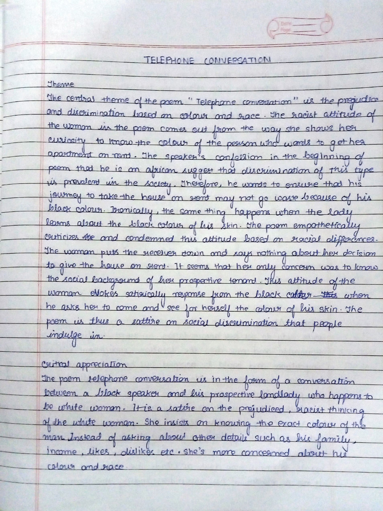 Notes - Telephone Conversation | PDF