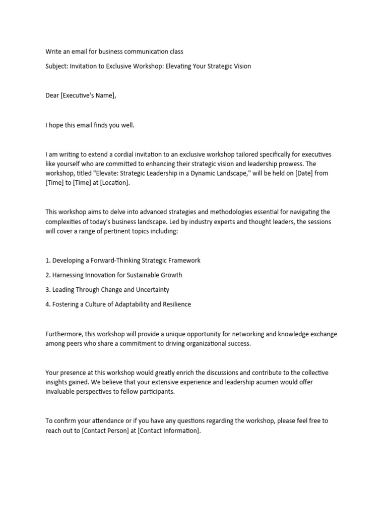Write An Email For Business Communication Class | PDF