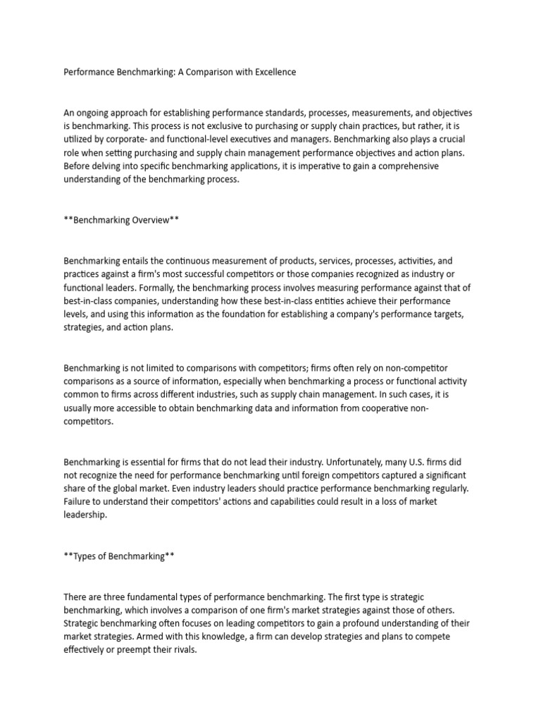 Performance Benchmarking | PDF | Benchmarking | Marketing Strategy