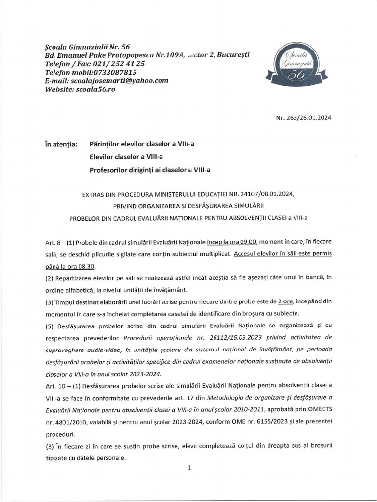 Extras Simulare E.N. | PDF