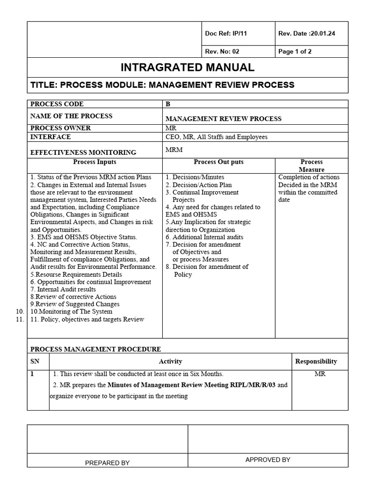 Management Review Process Overview | PDF | Internal Audit | Audit