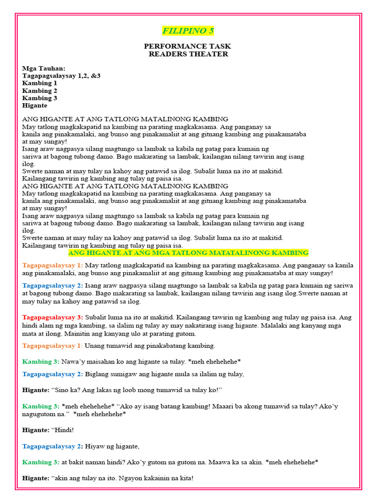 Ang Higante at Ang Mga Tatlong Matalinong Kambing | PDF