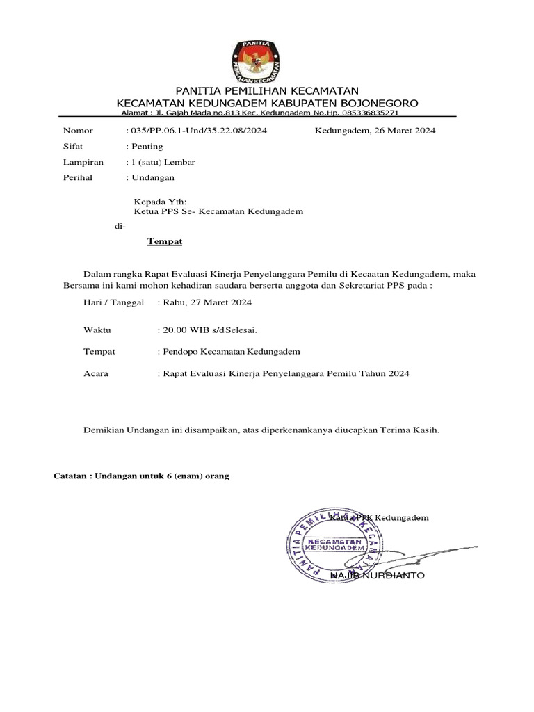 Contoh Undangan PPK | PDF