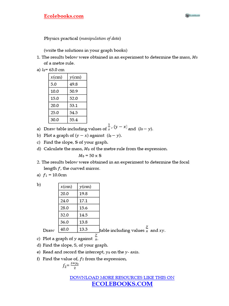 S4 Physics Pratical Work Revision & Past Papers | PDF