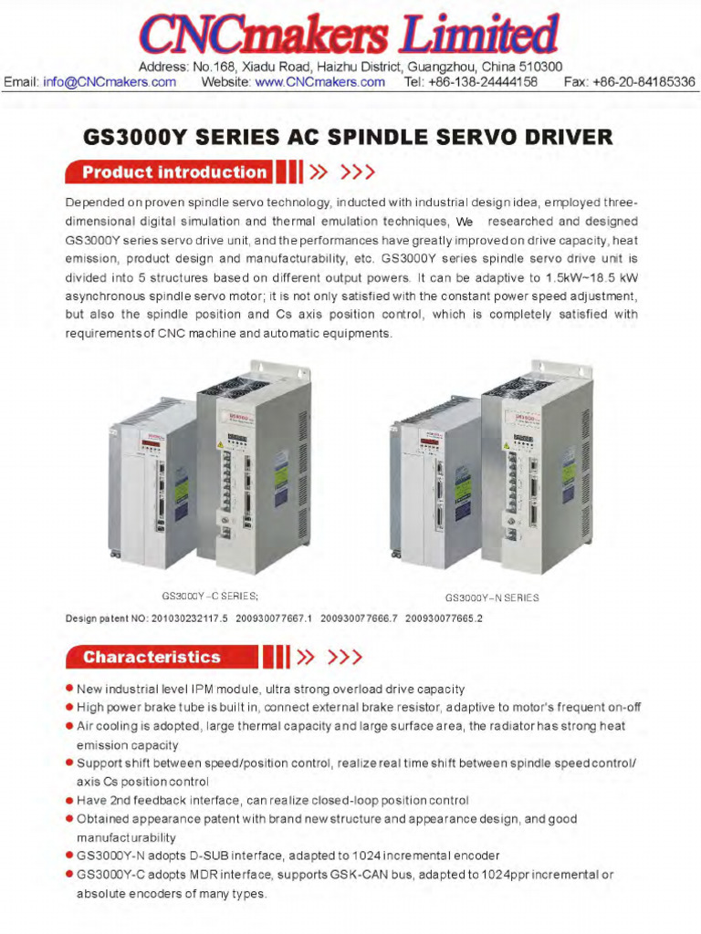 GS3000Y AC Servo Spindle Driver | PDF