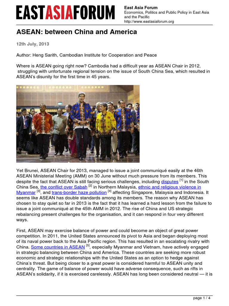 ASEAN Between China and America | PDF | Trans Pacific Partnership ...